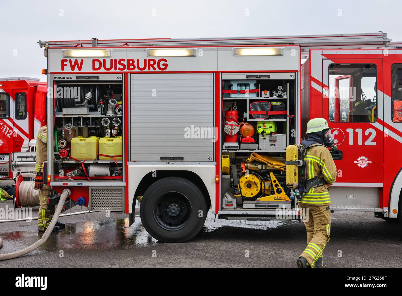 Duisburg, North Rhine-Westphalia, Germany - firefighting exercise ...