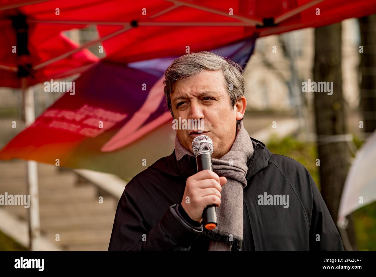 David Assouline. Meeting of the NUPES at the Place de Stalingrad in ...