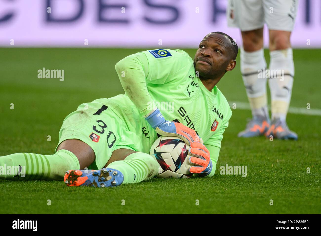 Paris, France. 19th Mar, 2023. Rennes goalkeeper Steve Mandanda in ...