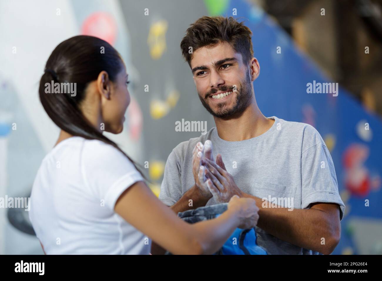 Applying chalk to hands hi-res stock photography and images - Alamy