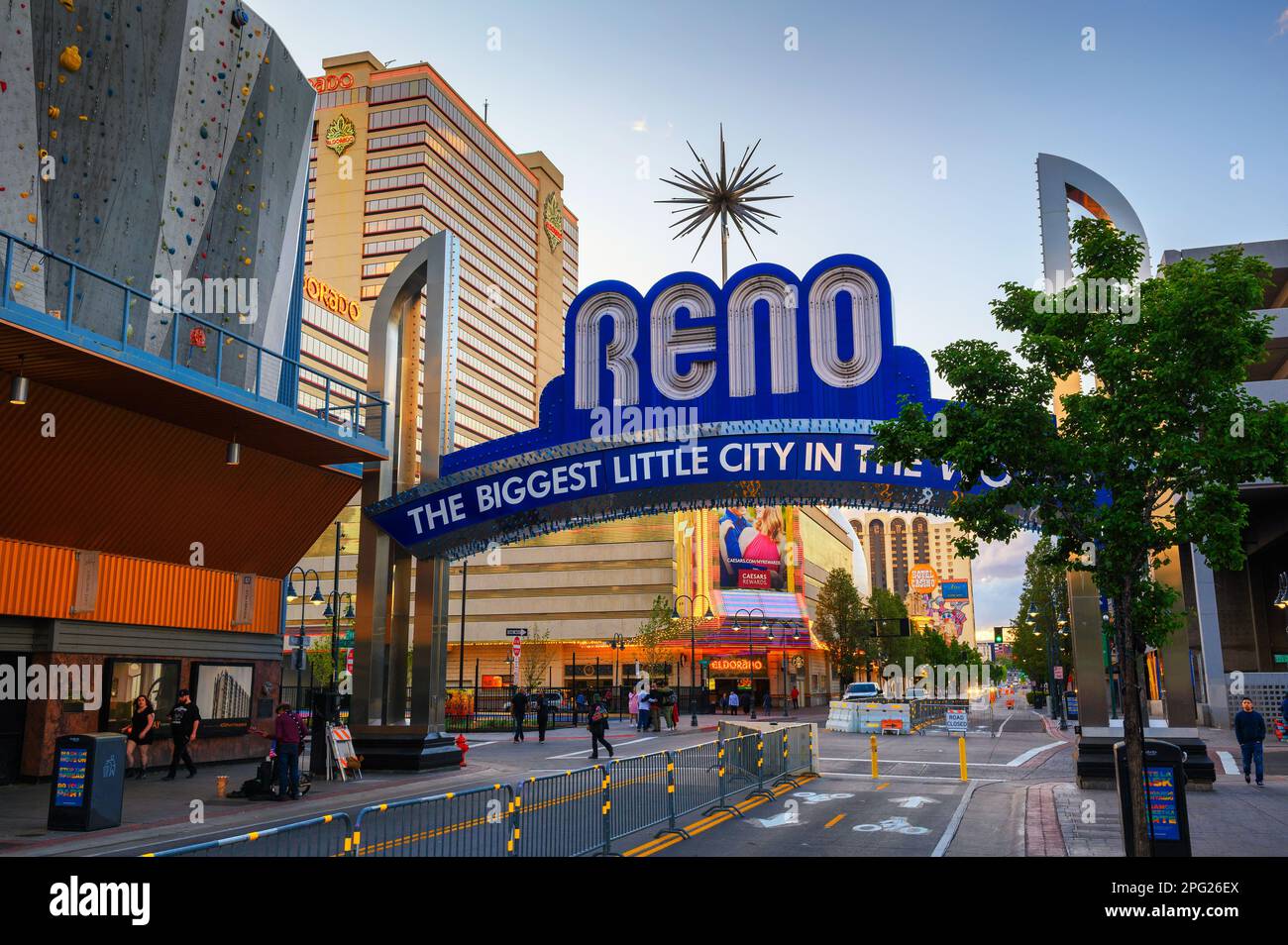Reno the biggest little city in the world arch sign in downtown Reno ...
