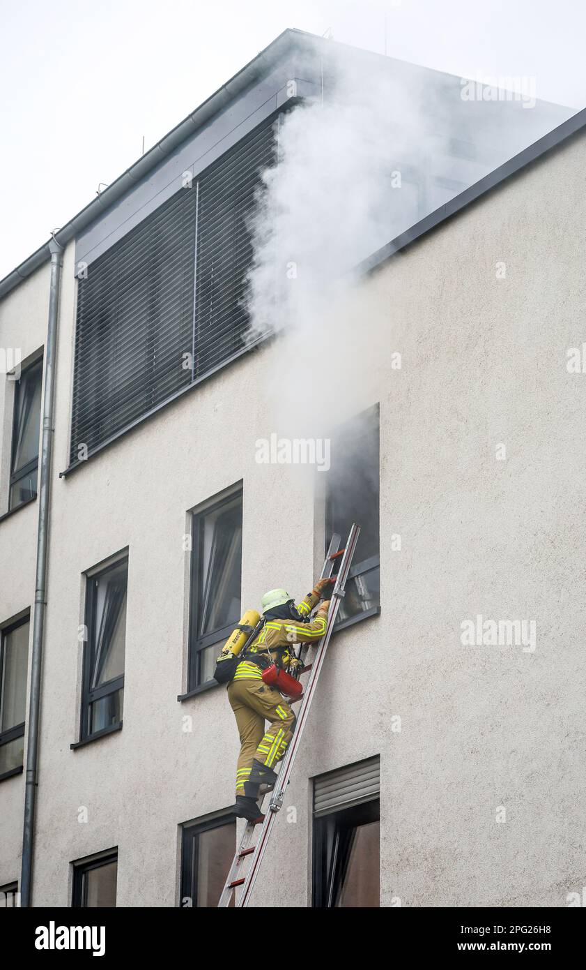 Duisburg, North Rhine-Westphalia, Germany - firefighting exercise ...