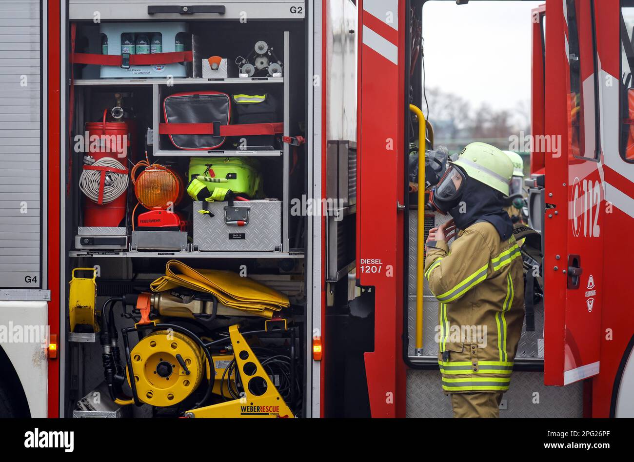 Duisburg, North Rhine-Westphalia, Germany - firefighting exercise ...