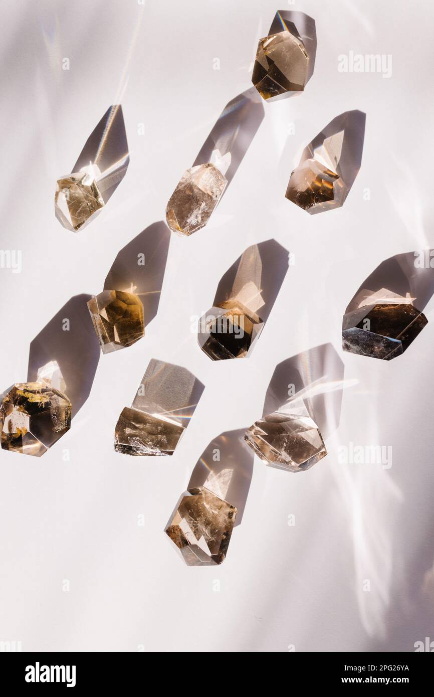 Light shining through and shadows with sparkly quartz balls Stock Photo ...