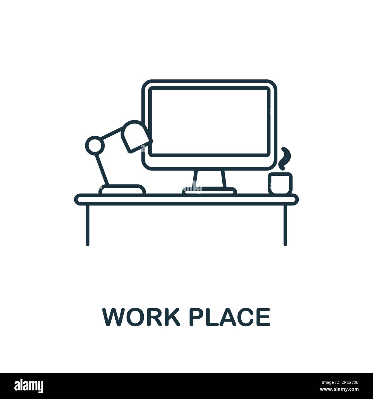 Work Place line icon. Monochrome simple Work Place outline icon for ...