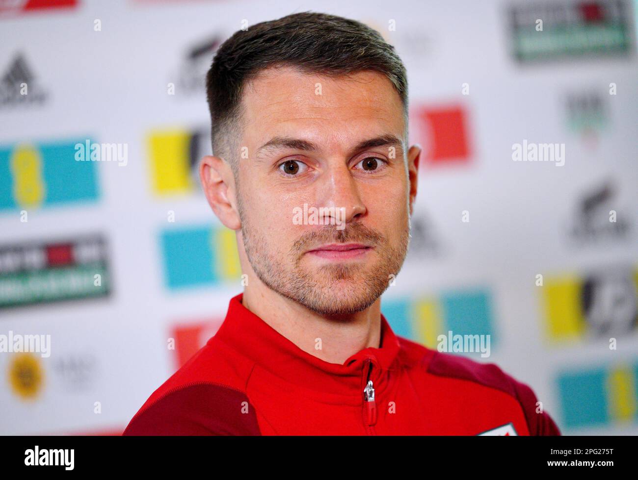 Wales' Aaron Ramsey during a press conference at The Vale Resort ...