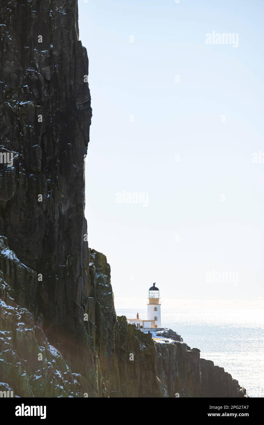 Neist Point Lighthouse on the Isle of Skye coast of Scotland Stock ...