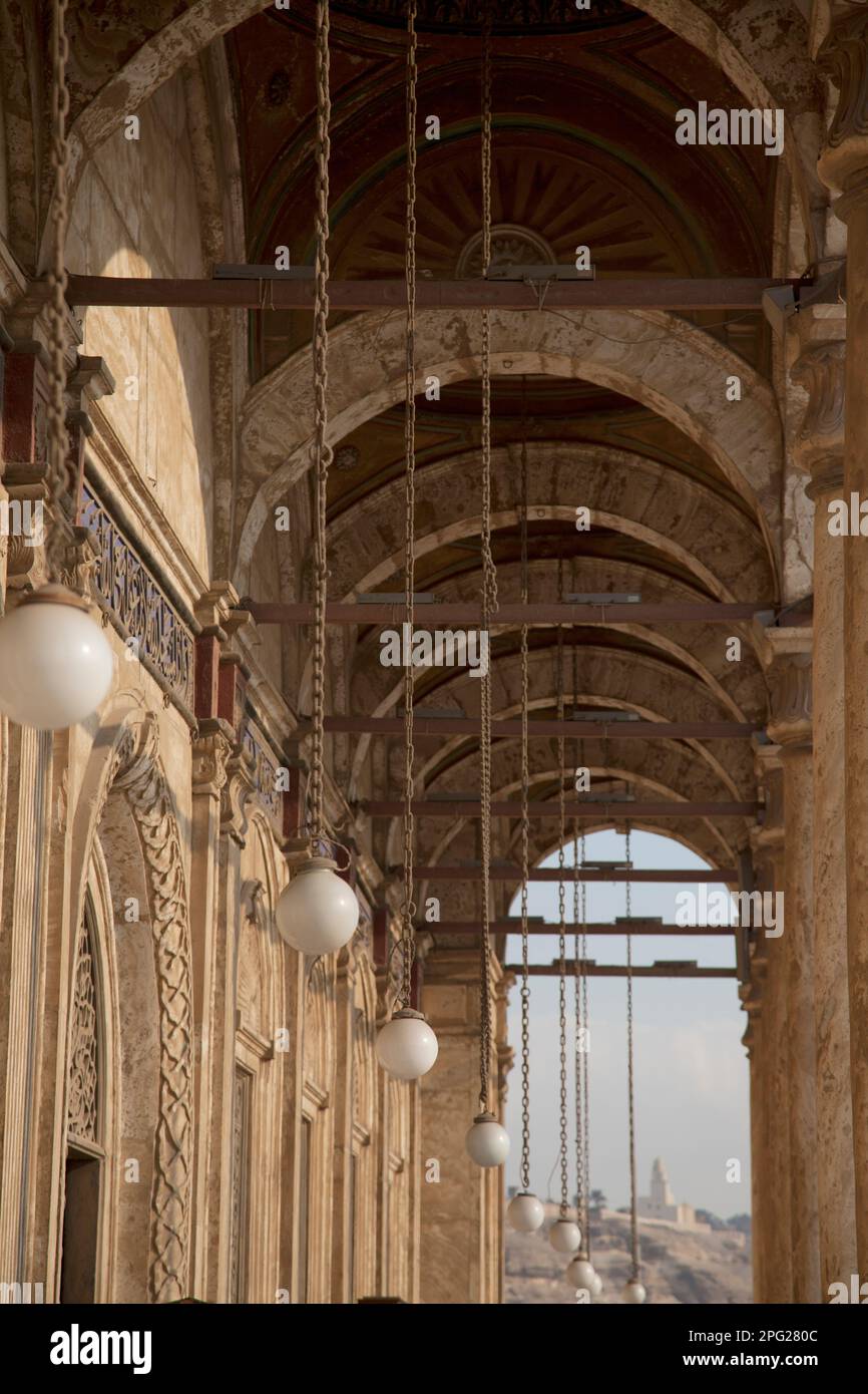 Egypt, Cairo, Mohammad Ali Mosque, arches and lanterns Stock Photo - Alamy