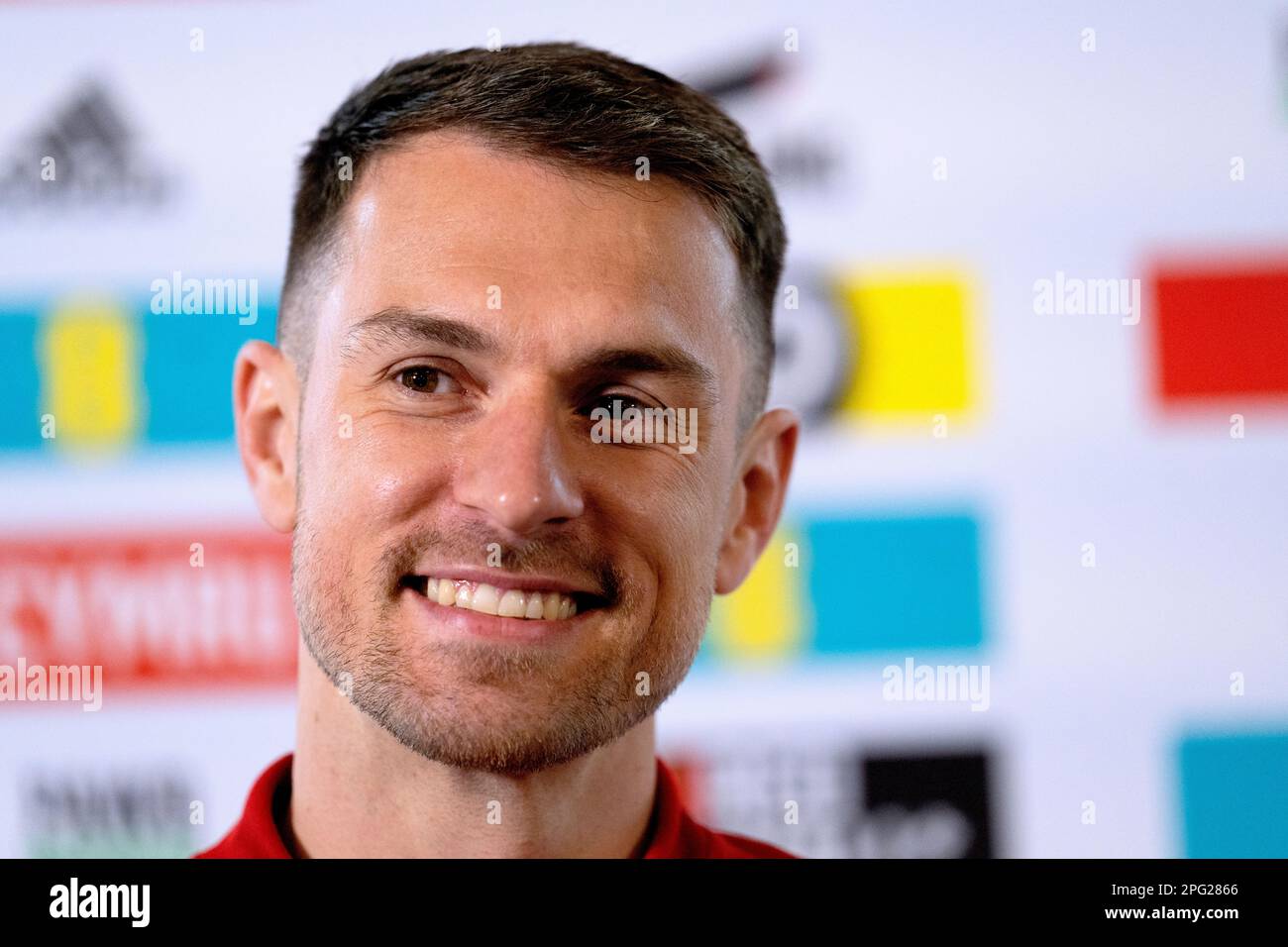 Wales' Aaron Ramsey during a press conference at The Vale Resort ...