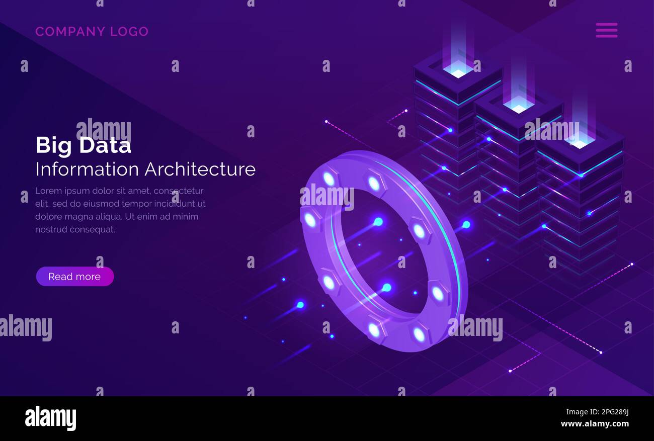 Big Data Information Architecture Isometric Technology Concept Vector Information Flow Through