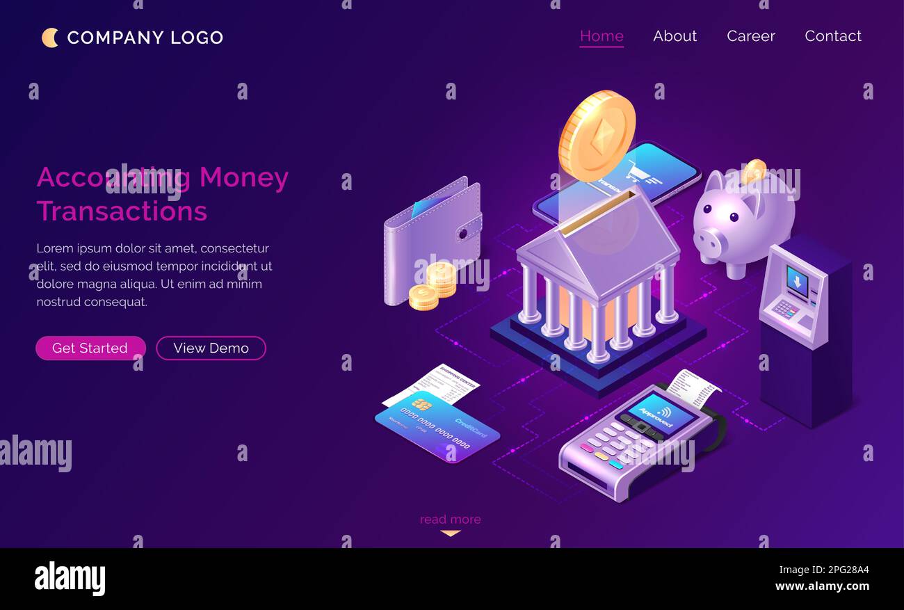 Accounting money transactions, isometric finance concept vector. Bank ...