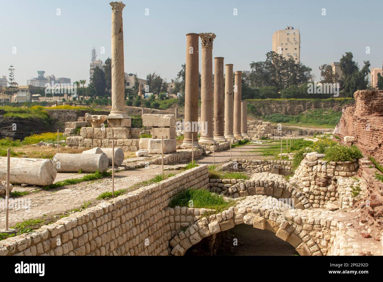 Roman Pillars and Cisterns at Kom el-Dikka, Alexandria, Egypt Stock ...