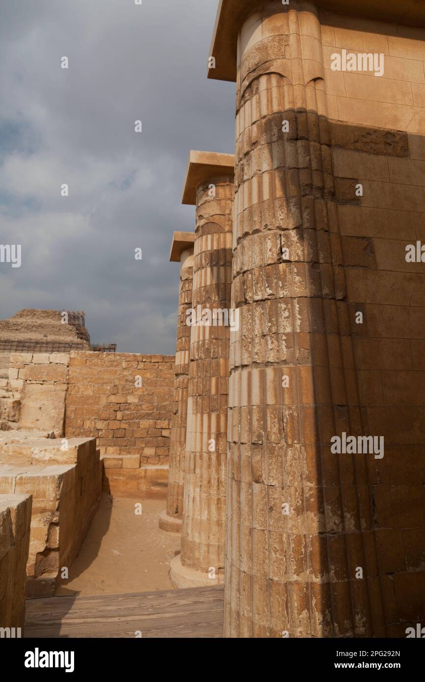 Egypt, Saqqara, part of the Temple at the Saqqara pyramid Stock Photo ...