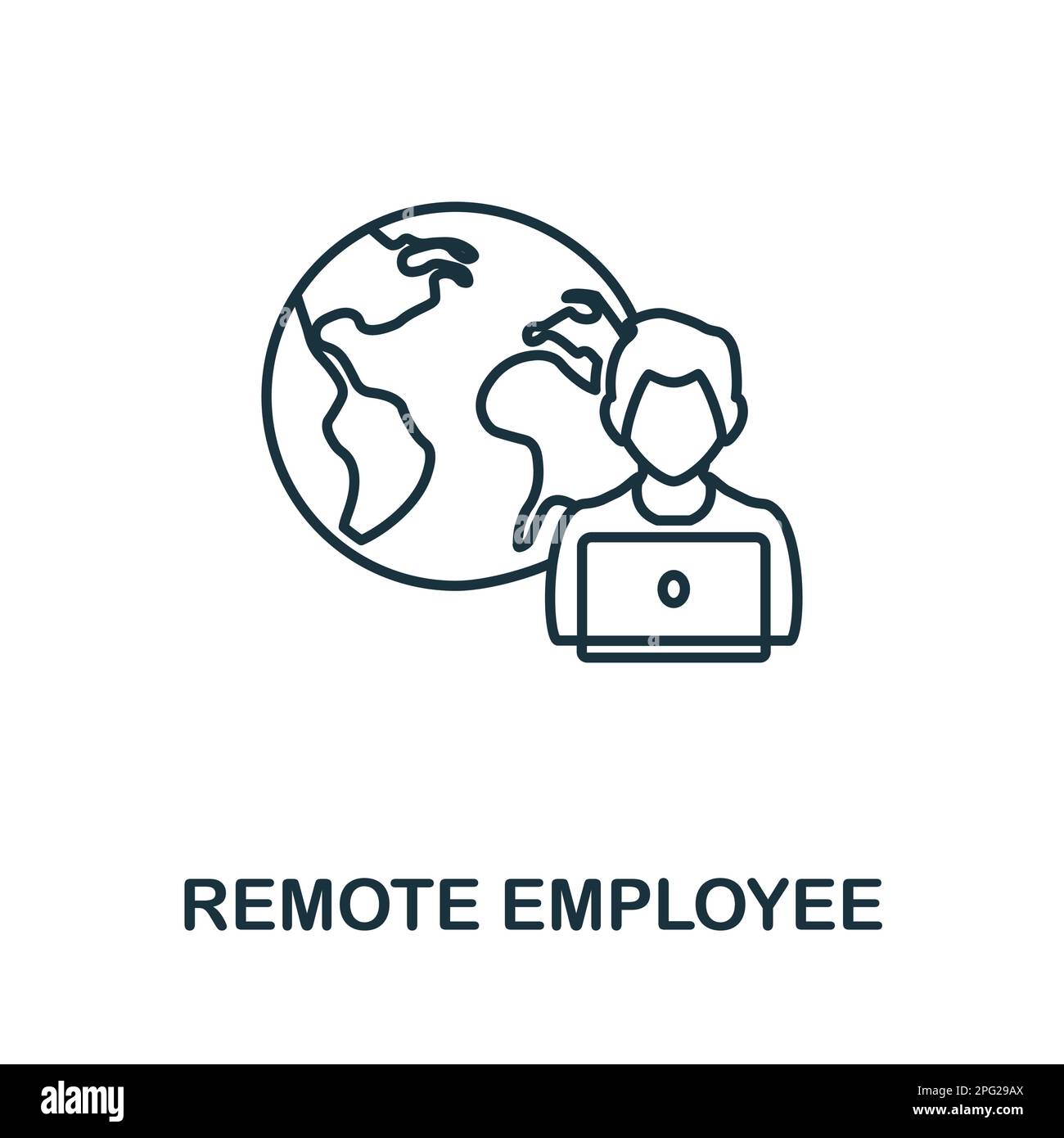 Remote Employee Line Icon Monochrome Simple Remote Employee Outline Icon For Templates Web