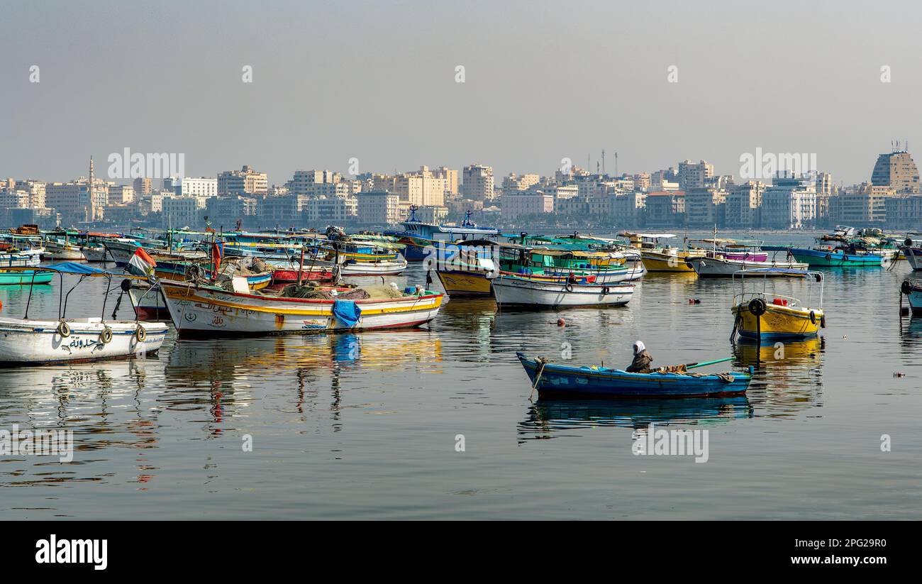 Boats in Harbour, Alexandria, Egypt Stock Photo - Alamy