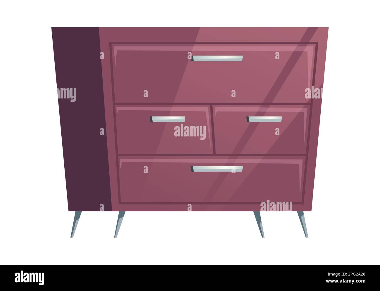 Bedroom furniture dresser cartoon vector illustration. Elements for ...