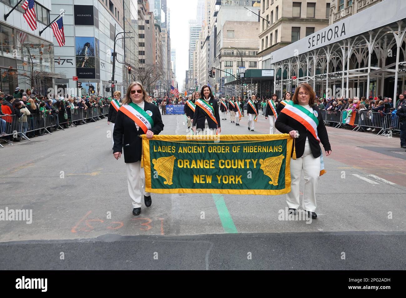 Members of the Ancient Order of Hibernians from Orange County, New York, during the St. Patrick ...