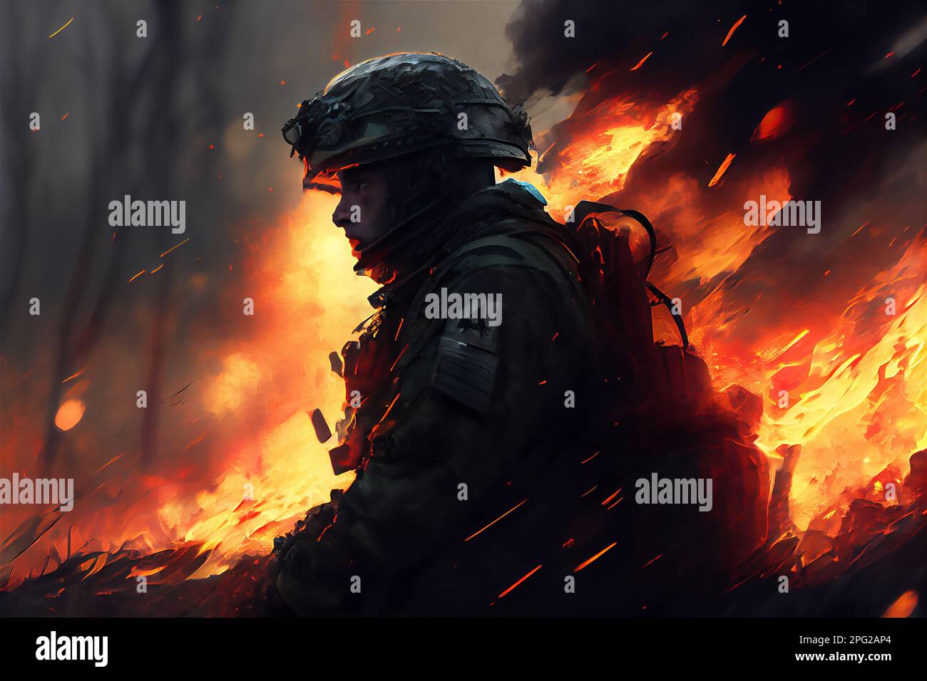 Battle of the military in the war. Illustration digital art design ...