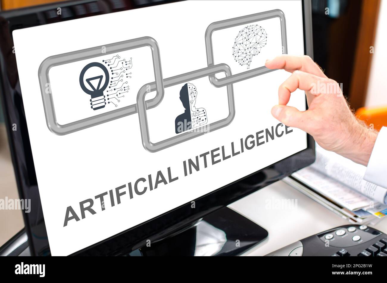 Artificial intelligence concept shown on a computer screen Stock Photo ...