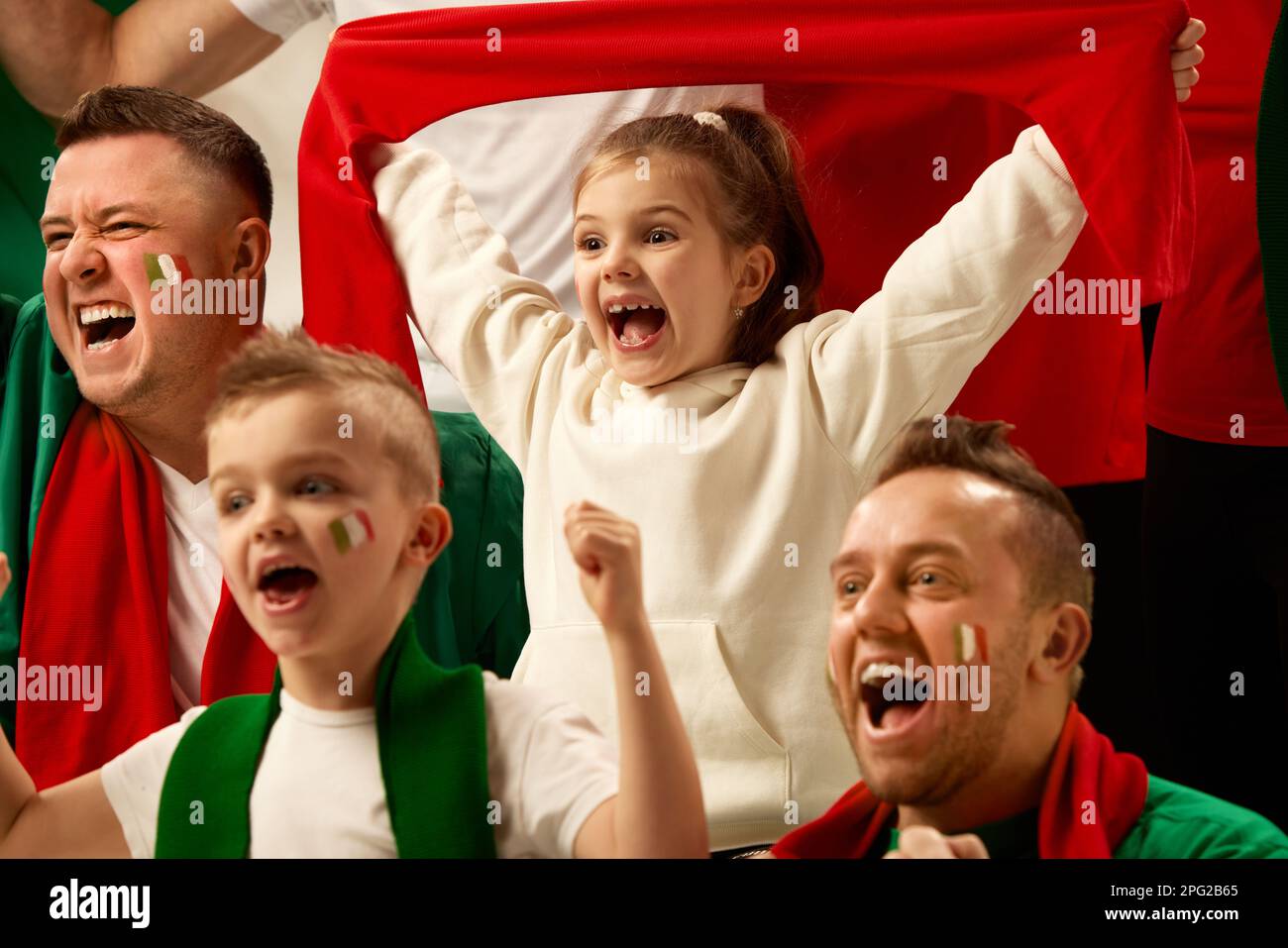 Football, soccer fans emotionally cheering up favourite team during ...