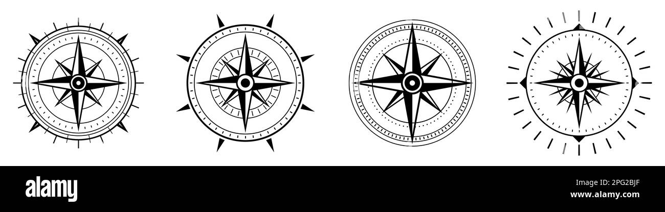 Compass icons set. Vector compass icons. Compass simple icons. Compass ...