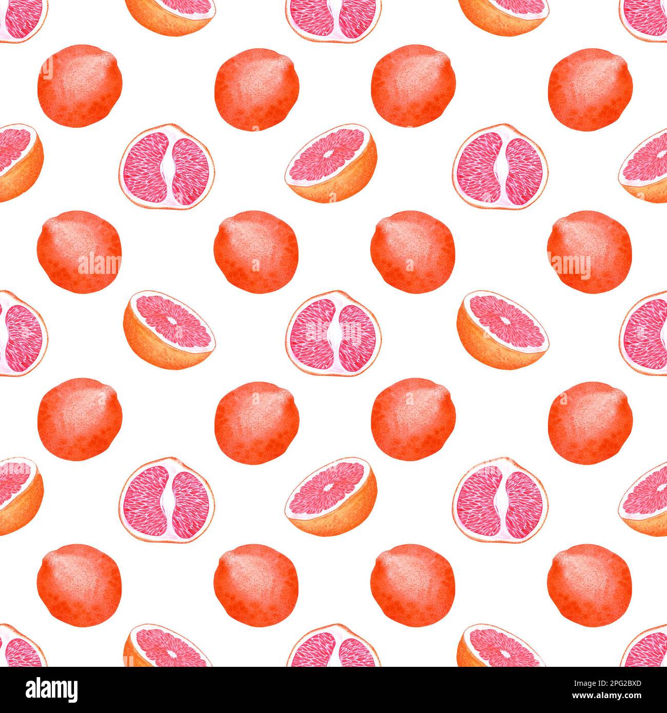 Hand drawn watercolor grapefruit an orange seamless pattern on white background. Scrapbook, post ...