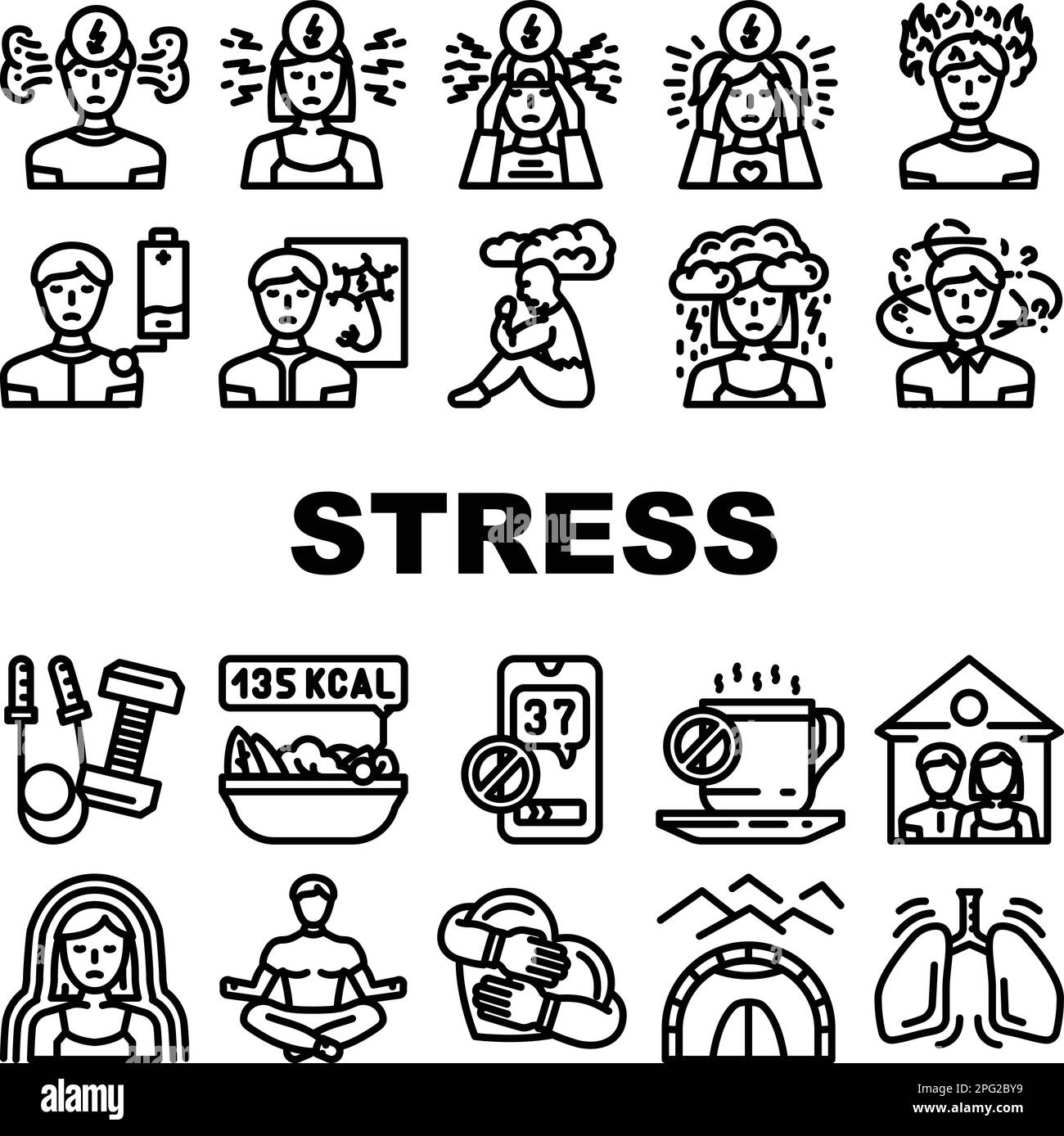 stress headache depression icons set vector Stock Vector Image & Art ... stress headache depression icons set vector Stock Vector Image & Art ...