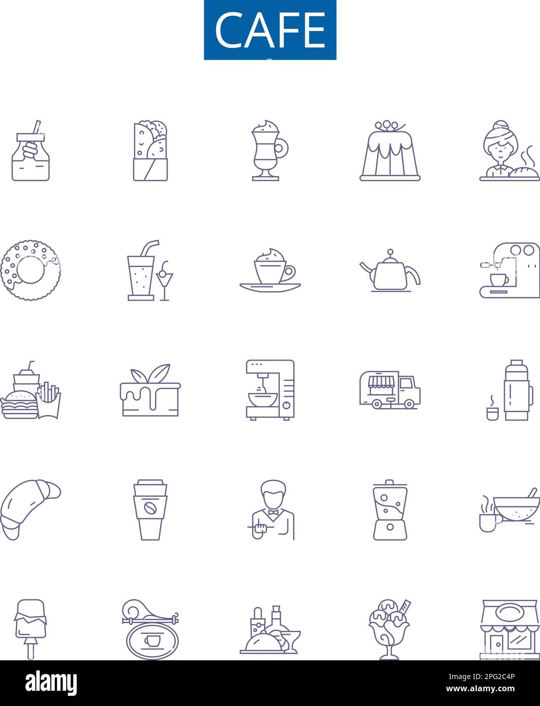 Cafe Line Icons Signs Set Design Collection Of Cafe Coffee Restaurant Latte Espresso