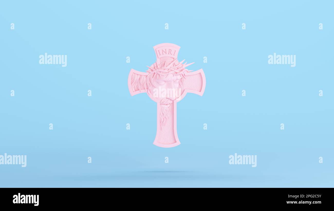 Pink Jesus Christ Crucifixion Cross Holy Faith Easter Icon King Of The
