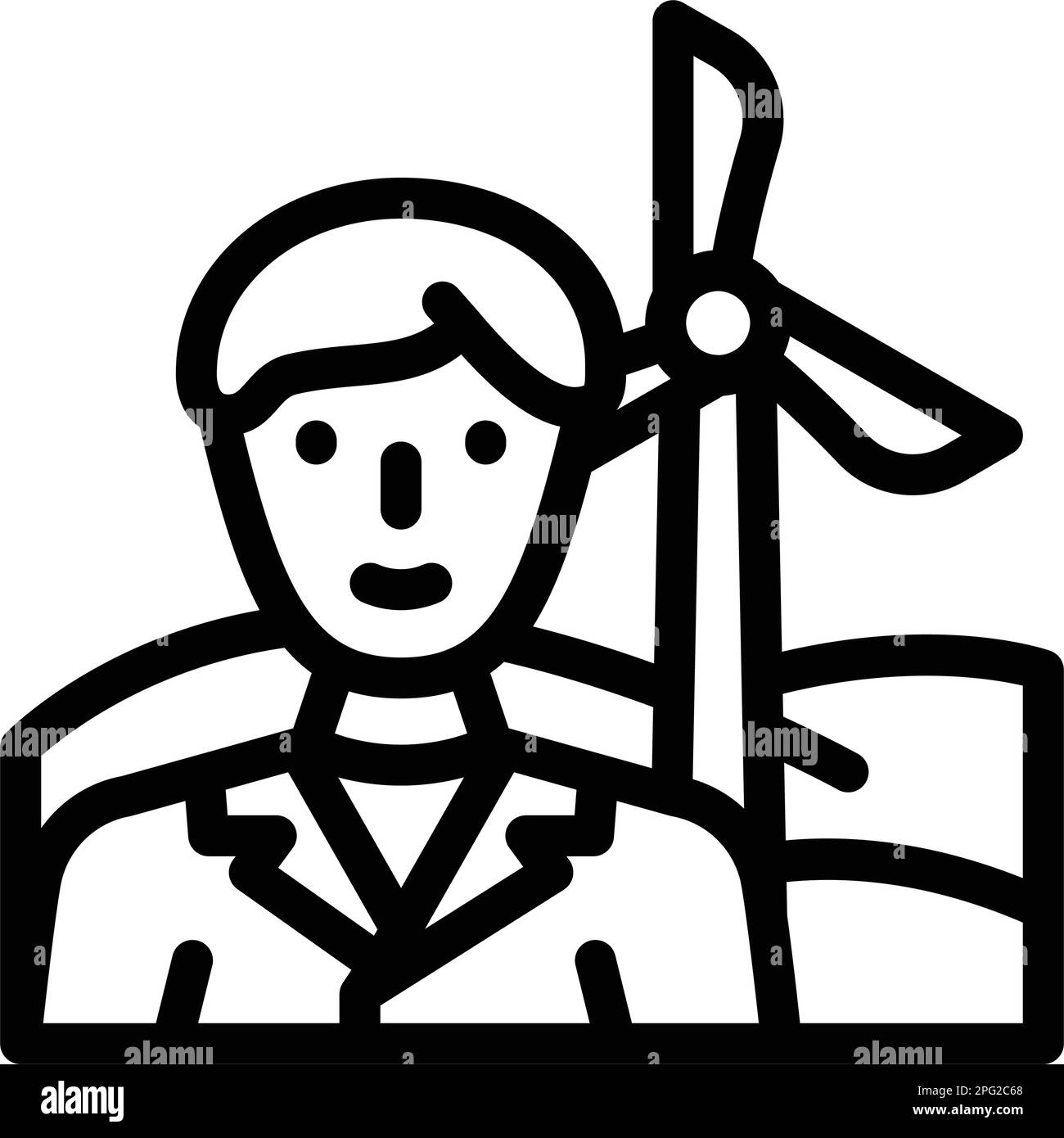 environmental engineer worker line icon vector illustration Stock ...