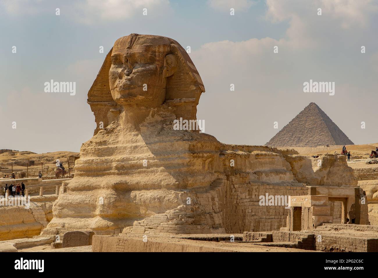 The Great Sphinx and Pyramid of Menkaure at Giza, Cairo, Egypt Stock ...