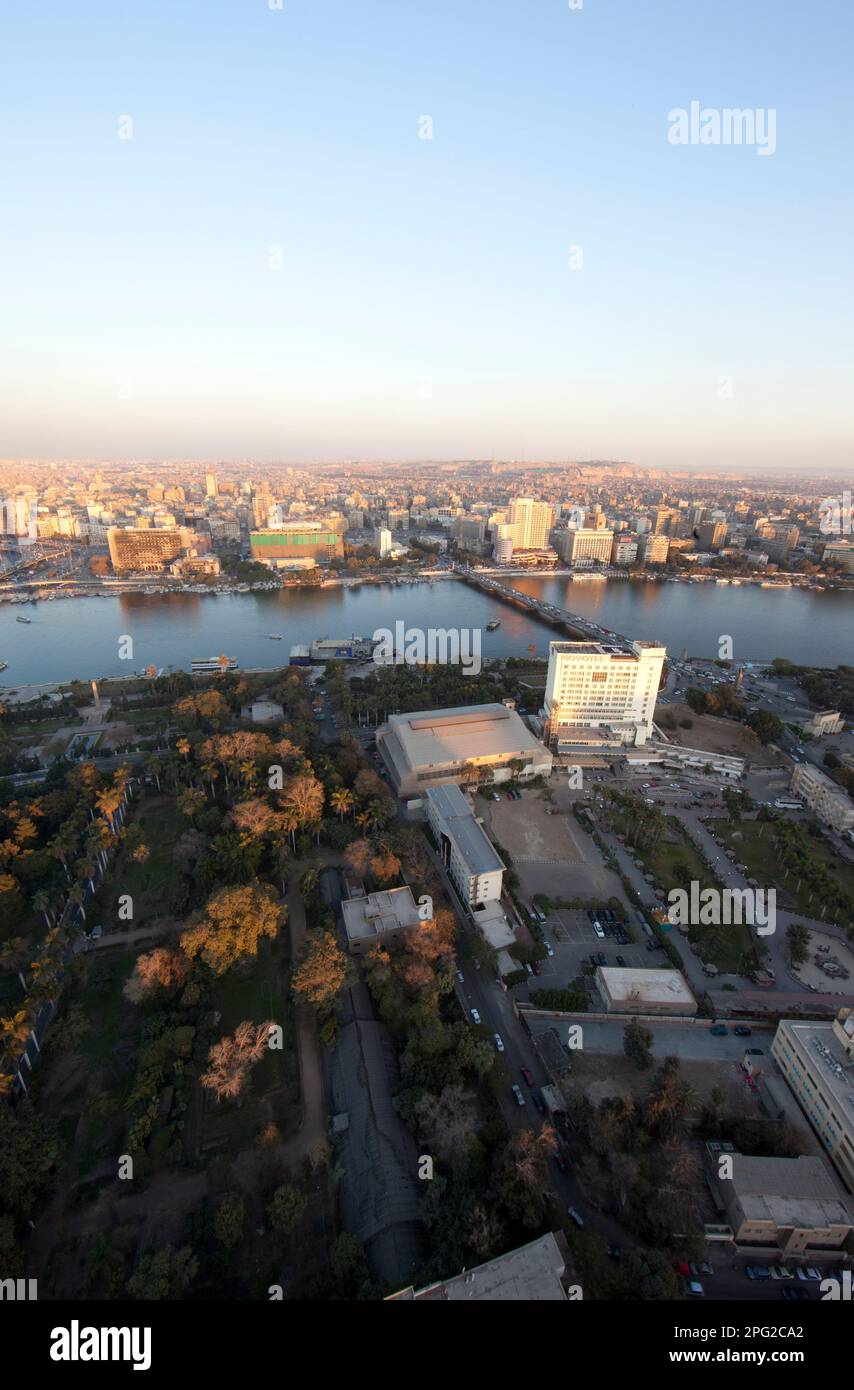 Egypt, Cairo, cityscape and opera house of Cairo as seen from the Cairo ...