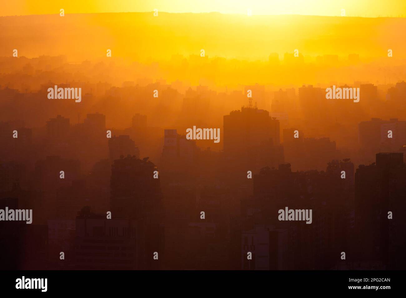 Egypt, Cairo, sunset over Cairo looking east from the Cairo tower Stock ...