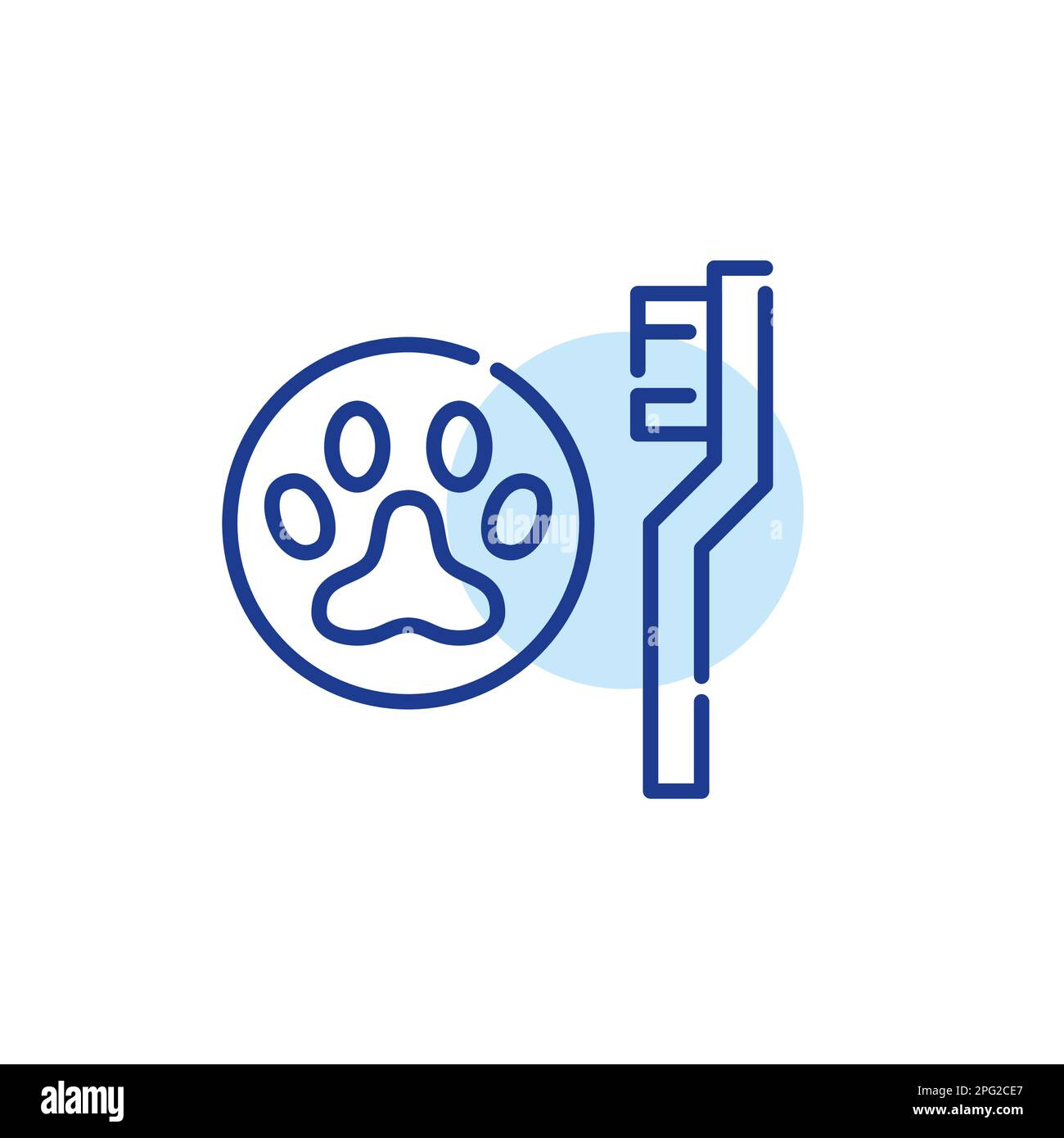 Pet oral hygiene. Toothbrush and paw. Pixel perfect, editable stroke ...