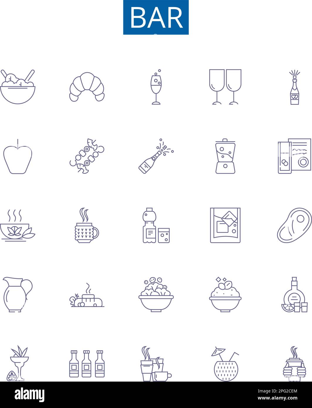 Bar line icons signs set. Design collection of Pub, Tavern, Saloon ...