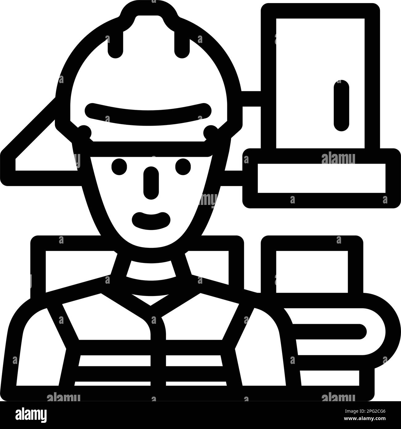 industrial engineer worker line icon vector illustration Stock Vector ...