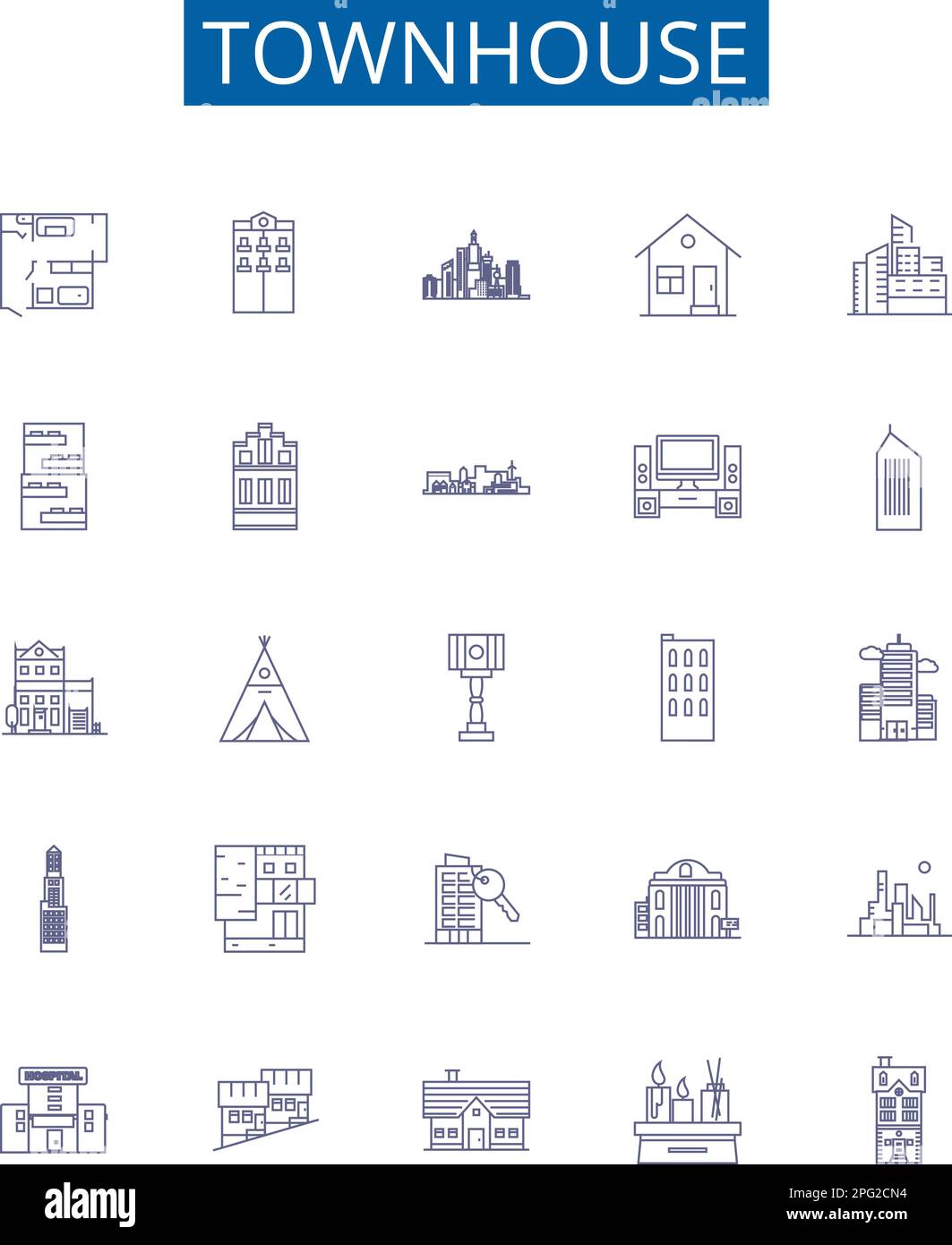 Townhouse line icons signs set. Design collection of Townhome ... Townhouse line icons signs set. Design collection of Townhome ...