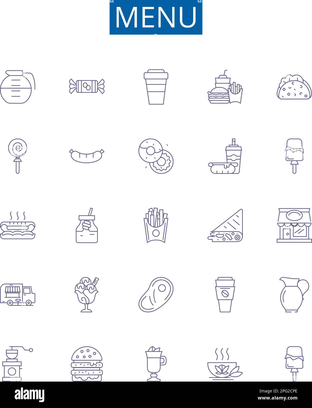 Menu Line Icons Signs Set Design Collection Of Diet Food Cuisine Fare Listing Selections