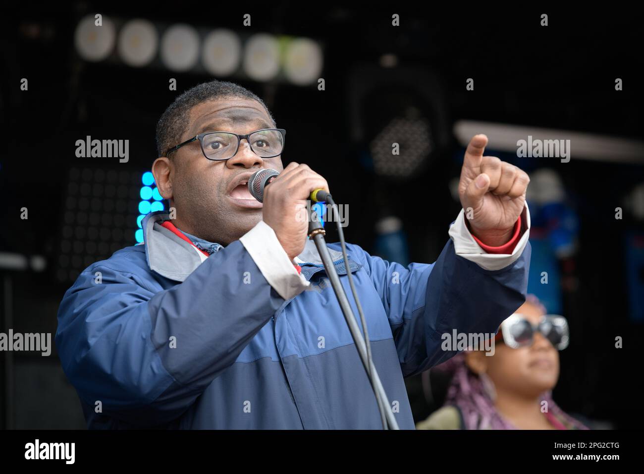 London, UK. 18 March, 2023. Journalist Gary Younge addresses the Resist ...