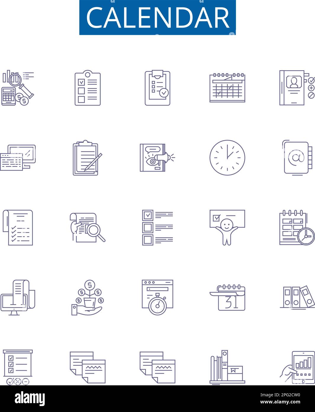 Calendar line icons signs set. Design collection of Calendar, Dates ...