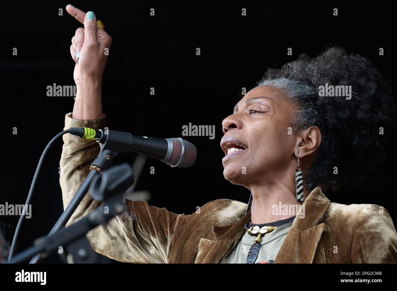 Marcia Rigg, of United Familes and Friends Campaign, addressing the ...