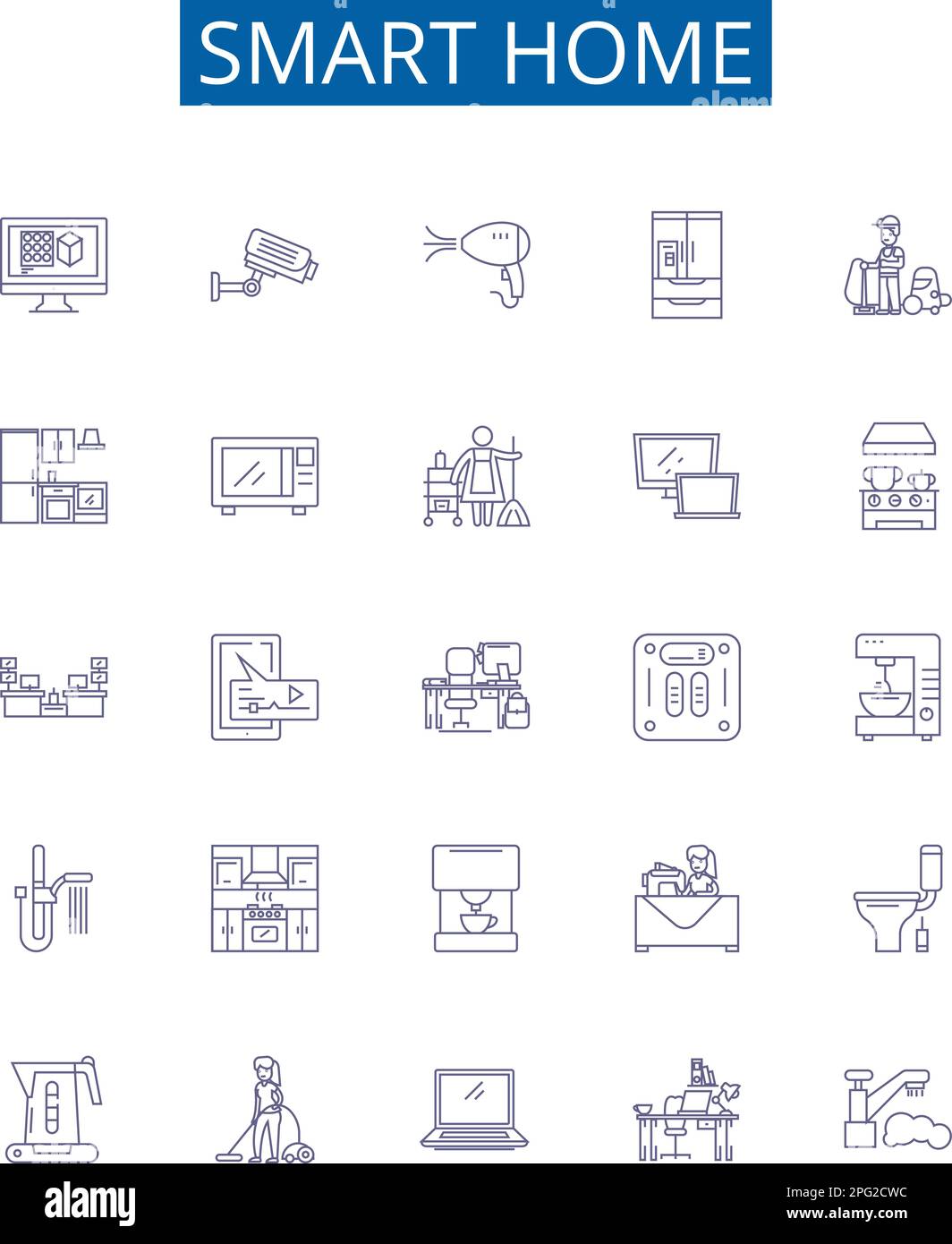 Smart home line icons signs set. Design collection of Smart, Home ... Smart home line icons signs set. Design collection of Smart, Home ...