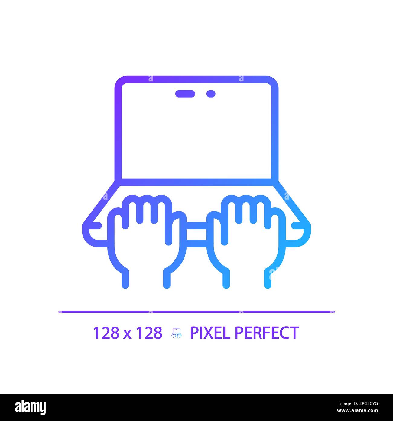 Hands with laptop pixel perfect gradient linear vector icon Stock Vector Image & Art - Alamy