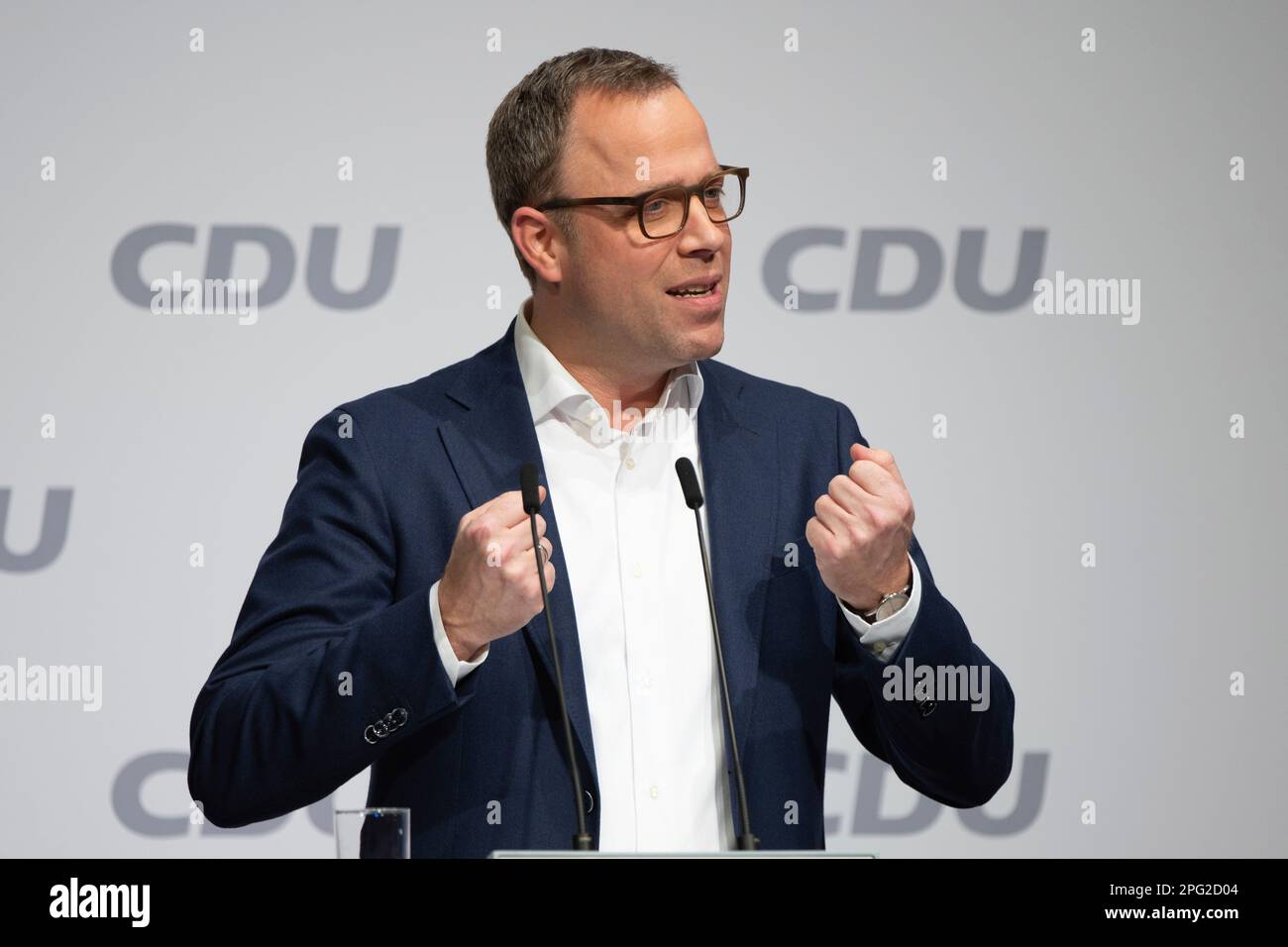 Mario CZAJA, CDU general secretary, during his speech, regional ...
