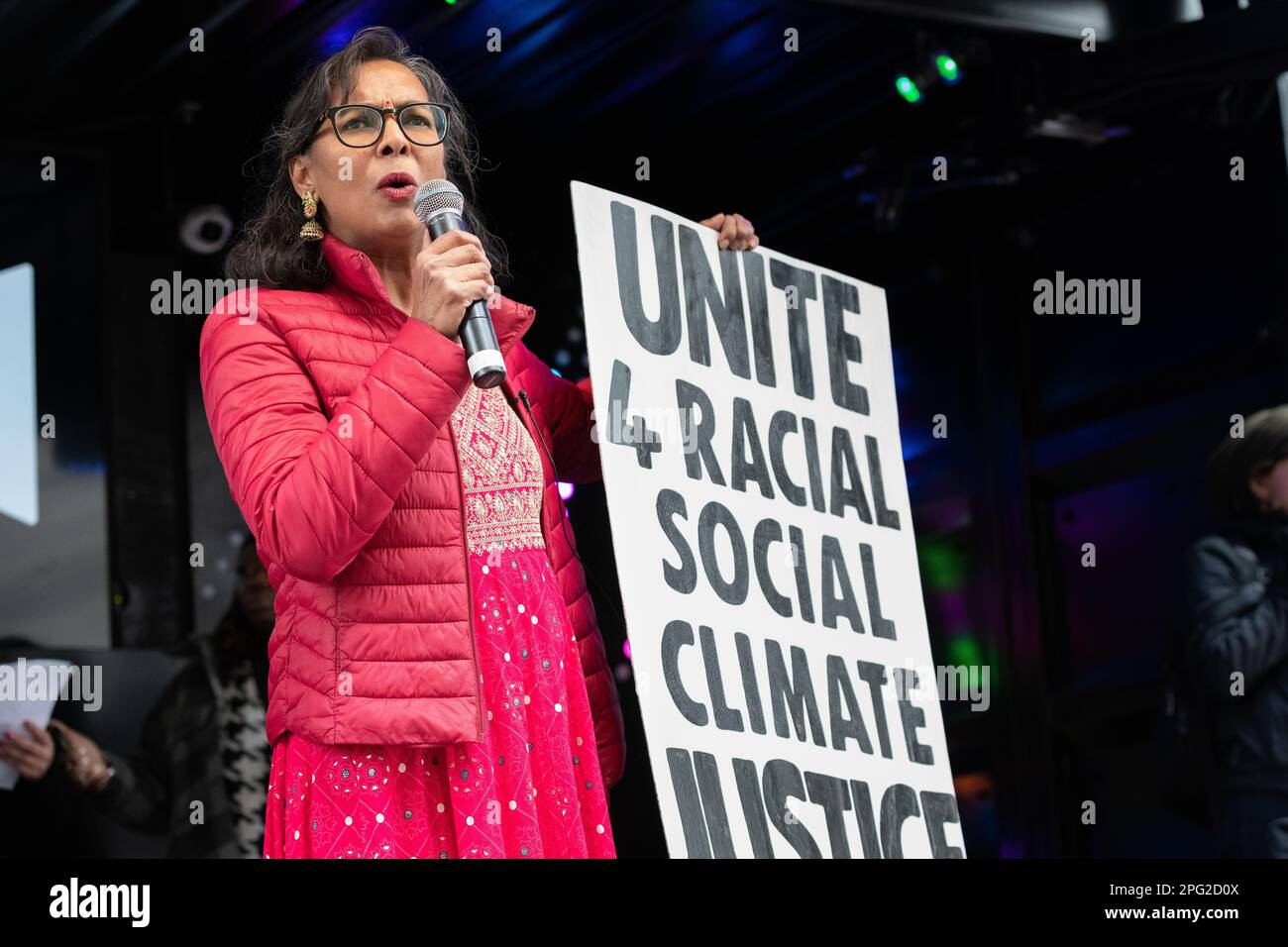 London, UK. 18 March, 2023. Extinction Rebellion activist Bhavini Patel ...