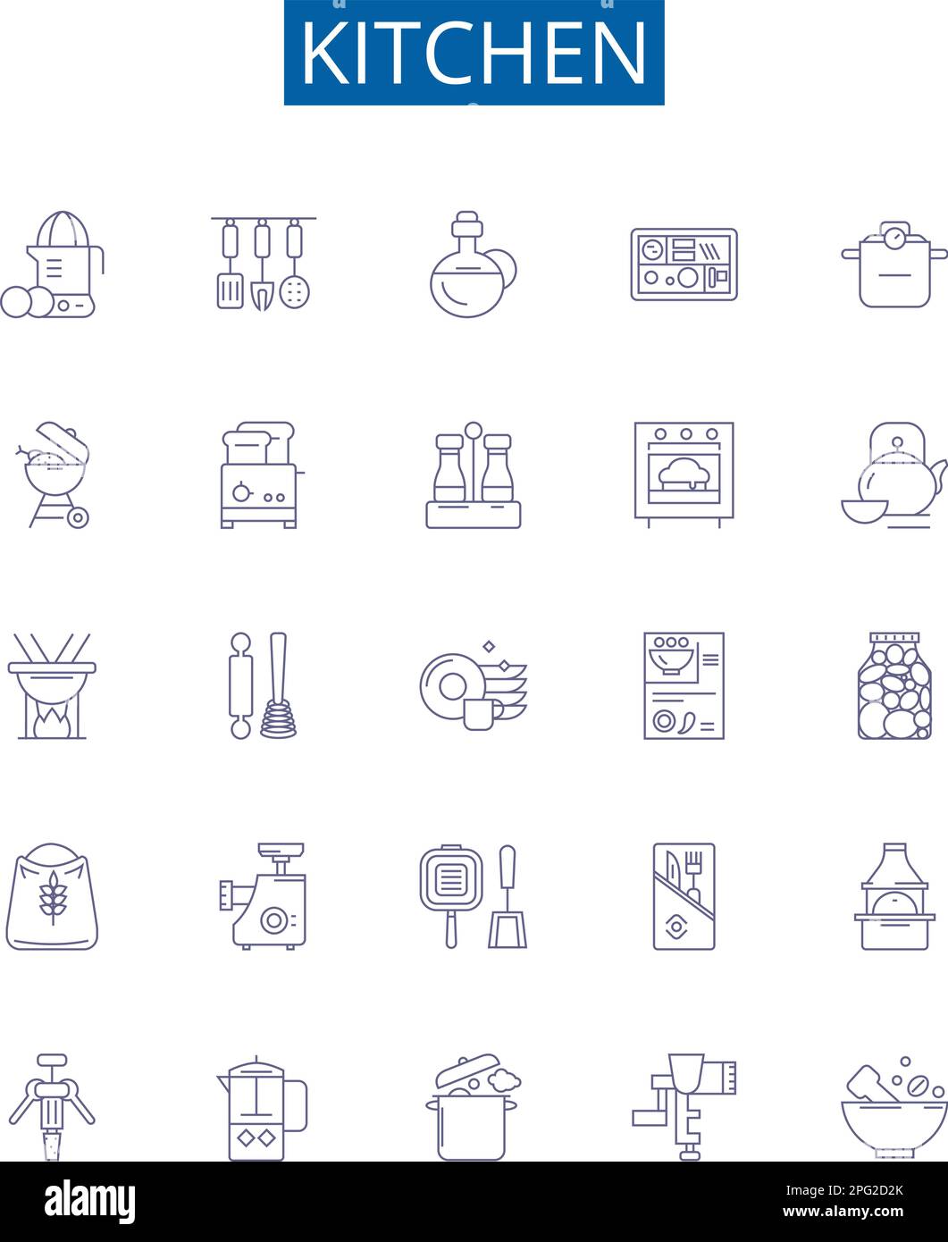 Kitchen line icons signs set. Design collection of Cooking, Cuisine ...