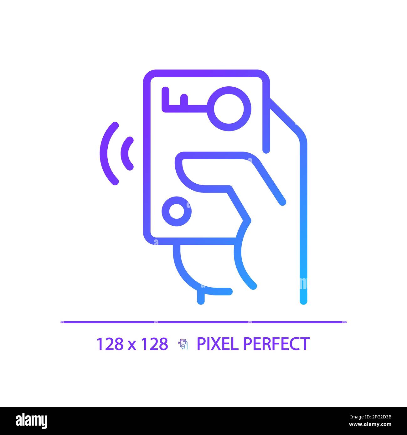 Hand with car remote starter pixel perfect gradient linear vector icon ...