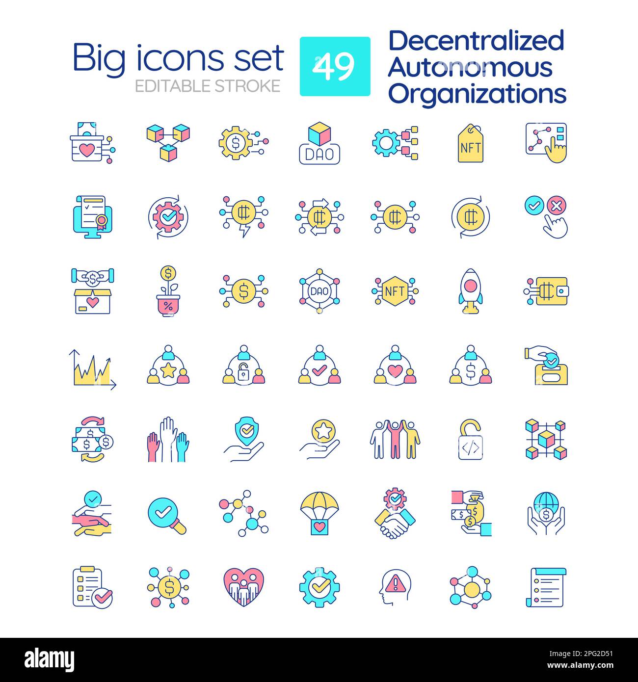 Decentralized autonomous organizations RGB color icons set Stock Vector Image & Art - Alamy