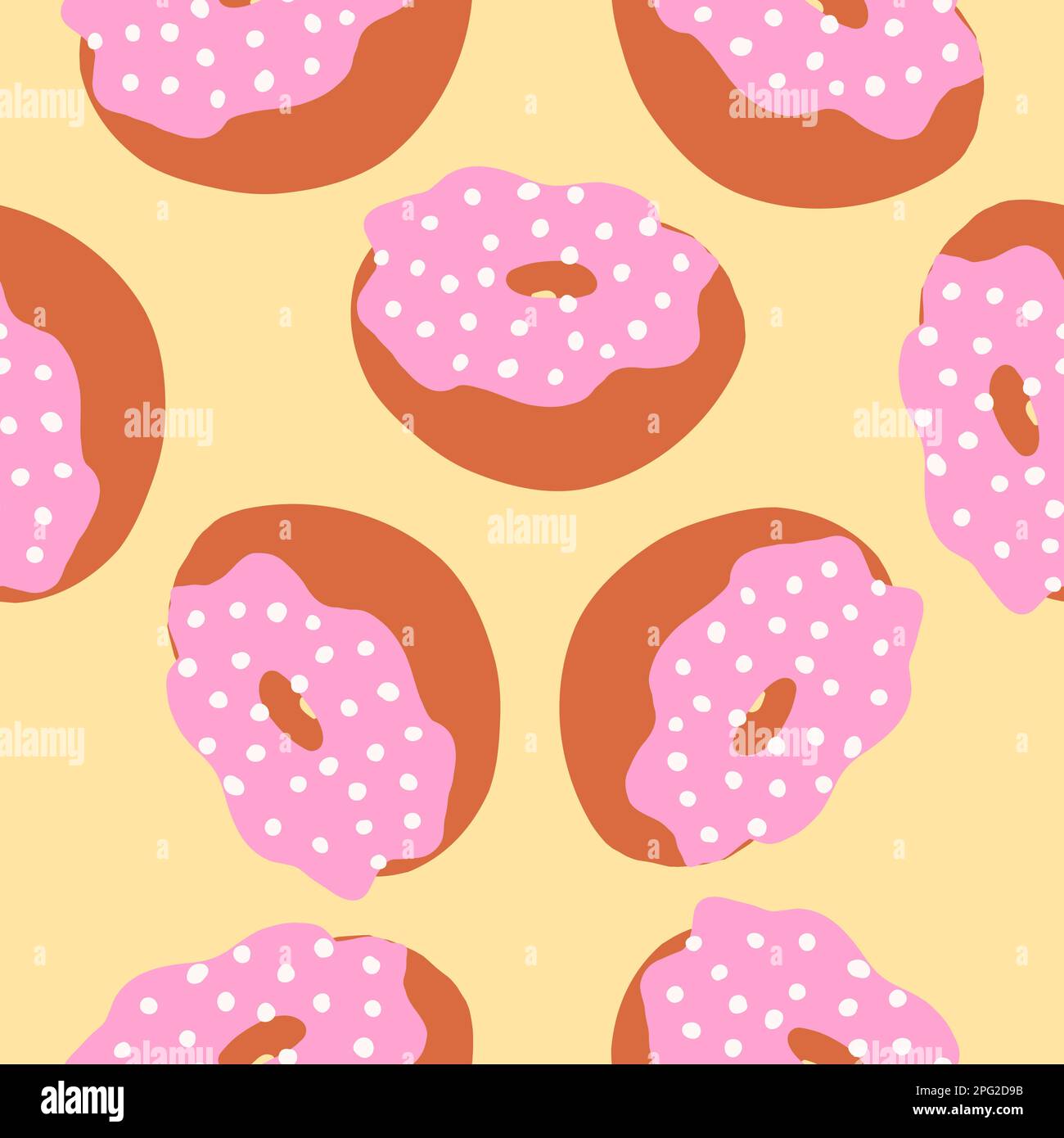Seamless pattern of donut rings in cartoon flat style. White ball ...