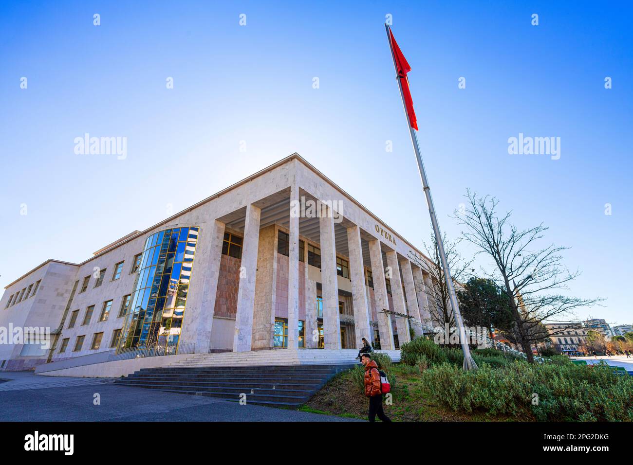 Tirana, Albania. March 2023. exterior view of the National Theater of ...